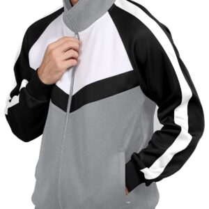 Men's Tracksuits Set with Full Zip Leisure Athletic Sports Jogging Sweat Suits Grey Medium