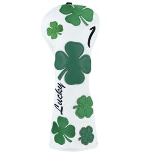 craftsman golf green lucky clover white driver headcover cover (driver cover)