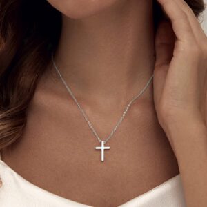 Zeffy Cross Necklace for Women 18k Silver Plated Tiny Cross Pendant Necklace for Women Simple Layered Cross Necklaces for Women