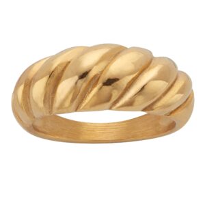 palmbeach yellow gold ion-plated stainless steel shrimp style ring (2.75mm) sizes 6-10 size 9