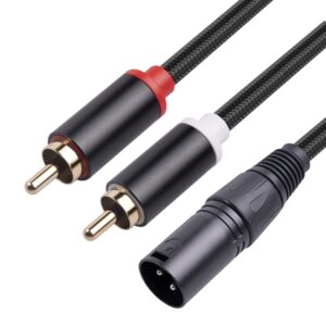 Dual RCA to XLR Male Y Splitter Patch Cable, Unbalanced 2 RCA/Phono Plug to 1 XLR Splitter Duplicator Lead Y-Cable Adapter -6 Ft/2M