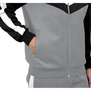 Men's Tracksuits Set with Full Zip Leisure Athletic Sports Jogging Sweat Suits Grey Medium