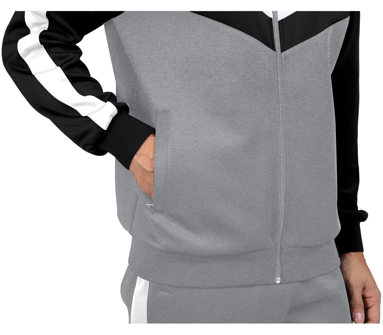 Men's Tracksuits Set with Full Zip Leisure Athletic Sports Jogging Sweat Suits Grey Medium