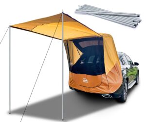 poles included tailgate shade awning tent for car camping road trip essentials small to midsize suv waterproof 3000mm upf 50+ yellow (large)