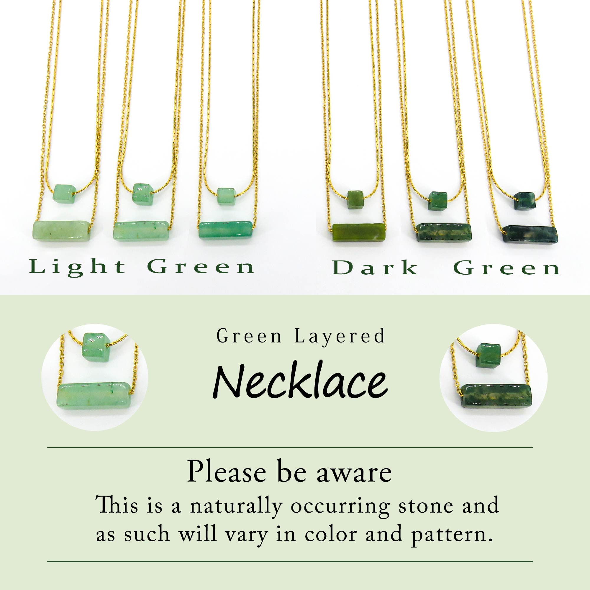 Green (Dark) Bar Layered Fashion Necklace Pendant for Women with Adjustable Extension Chain - Dark Green