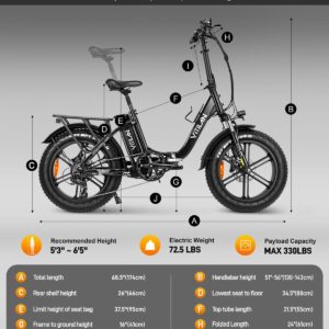 VITILAN Step Through Electric Bike, Folding 750W Step Thru EBikes for Adults 1200W Peak, 20”*4” Electric Bike Fat Tire, 20AH Sam-Sung Battery Electric Bicycle, 28Mph Ebike for Men Women, Black