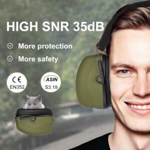 ZOHAN EM028 Passive Shooting Ear Protection Earmuff, Hearing Protection High Noise Reduction SNR 35dB for Gun Range, Hunting, Construction