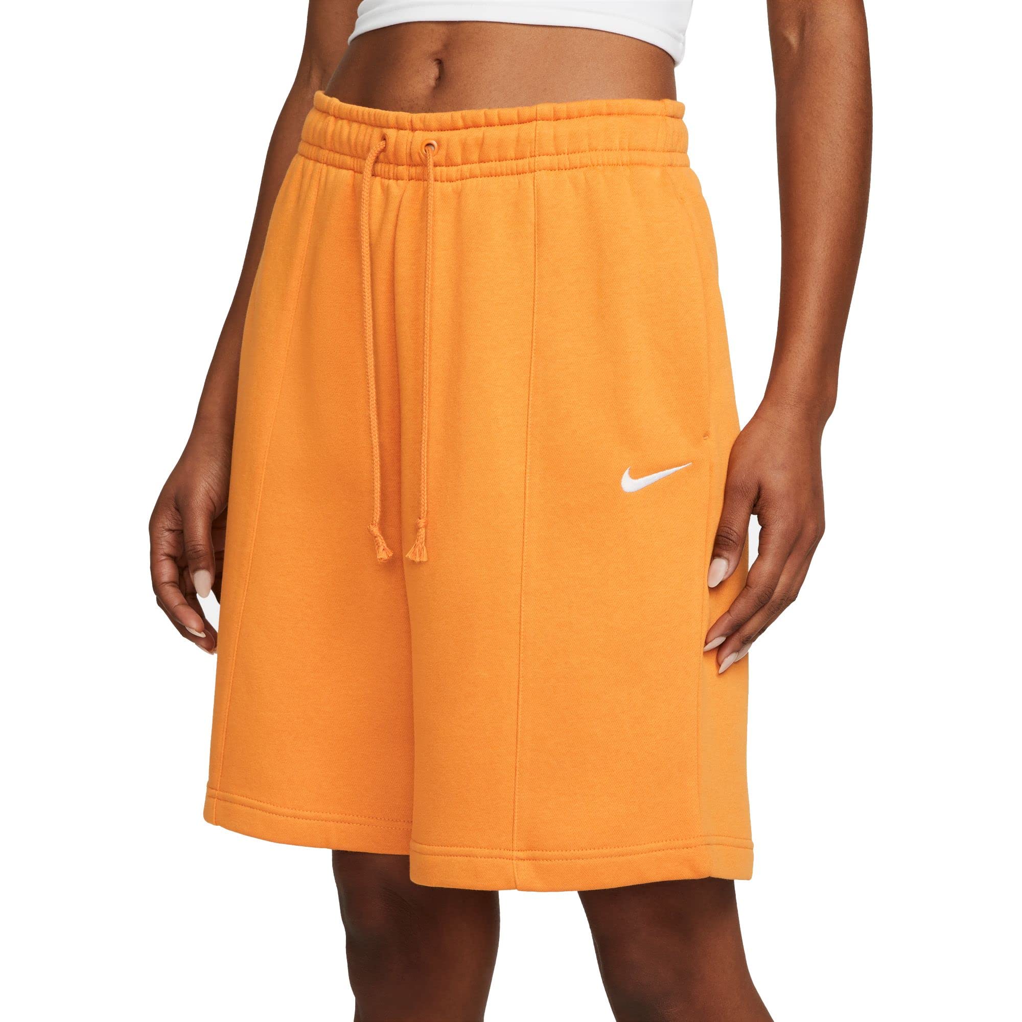 Nike Women's Sportswear Essential Fleece High Rise Shorts (as1, Alpha, s, Regular, Regular, Light Curry, Small)