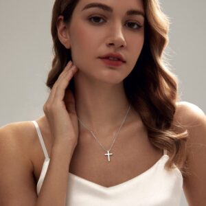 Zeffy Cross Necklace for Women 18k Silver Plated Tiny Cross Pendant Necklace for Women Simple Layered Cross Necklaces for Women