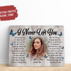 Personalized Memorial Canvas for Loss of Loved one, Sympathy Gift for Loss of Sister Daughter Mom - I Never Left You- VTQ133 (16x12 inch)