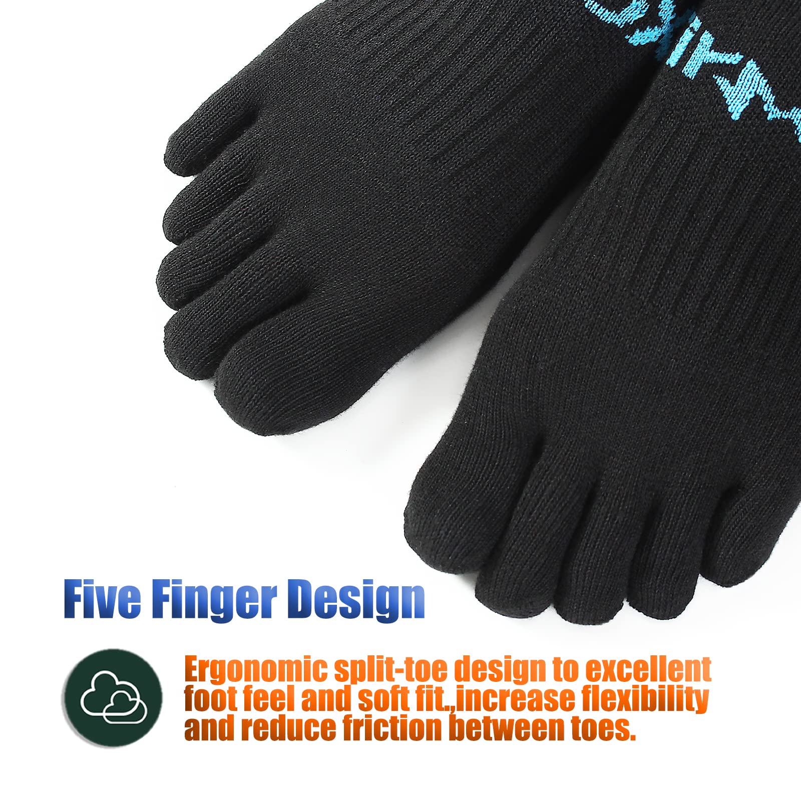 TikMox Calf Toe Socks, Five Finger Crew Running Socks for Men and Women, Cool-Max Moisture Control, Arch Support, High Elasticity & Comfort