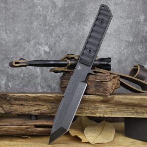 lengren 11.3 inches 8mm thickness full tang heavy fixed blade tanto tactical knife sleipner steel g10 handle kydex sheath for men camping hiking hunting (black)