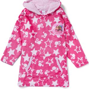 Barbie Girls Blanket Hoodie Oversized Fleece Ultra Soft and Cosy Pink One Size