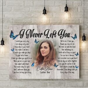 Personalized Memorial Canvas for Loss of Loved one, Sympathy Gift for Loss of Sister Daughter Mom - I Never Left You- VTQ133 (16x12 inch)