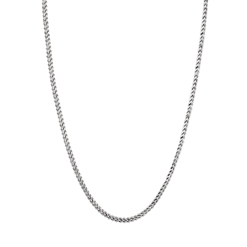 Savlano 925 Sterling Silver Rhodium Plated Solid 2MM Franco Square Box Chain Necklace for Women & Men-Made In Italy Comes with a Gift Box (24)