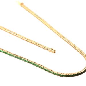 jewel square 1.8mm emerald tennis choker layered chain necklace in 925 starling silver gold (plated) 16"