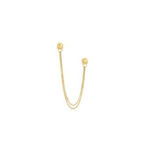 rs pure by ross-simons 14kt yellow gold double-piercing chain single earring