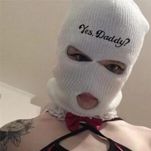 3 Hole Ski Mask Yes Daddy Full Face Balaclava Winter Warmer Outdoor Sports Thermal for Men Women Rose Red