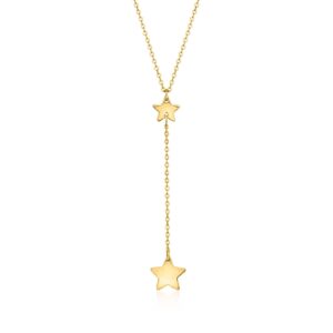 rs pure by ross-simons italian 14kt yellow gold star y-necklace. 18 inches