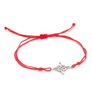 likgreat witches knot bracelet irish celtic knot bracelet witchcraft handmade braided wax cords bracelet for women wiccan charm vintage jewelry (silver,red)