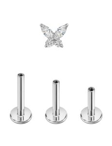 fansing clear cz butterfly nose studs for women nostril silver earrings stud surgical steel cartilage conch helix tragus piercing jewelry with 16g 6mm 8mm 10mm internally threaded posts