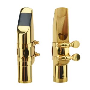 alto sax saxophone mouthpiece w/cap & ligatures, brass metal eb alto sax mouthpieces for saxophone professionals and beginners (gold - 5c)