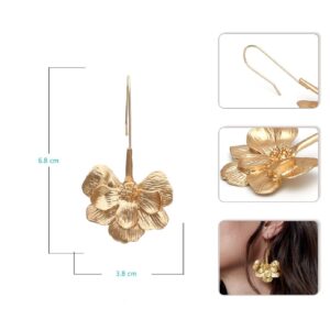 Flower Statement Earrings for Women, Flower Petal Earrings for Woemns, Gold Flower Floral Dangle Earrings Hypoallergenic, Cute Flower Earrings Studs, Zinc, No Gemstone