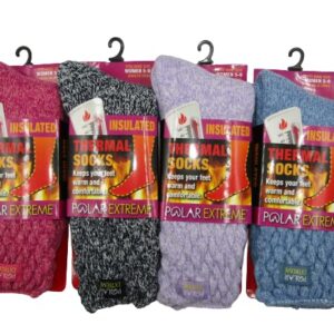 Polar Extreme Thermal Extra Heavy Acrylic Winter Marled Knit Top Socks Matching 2-Pack Random