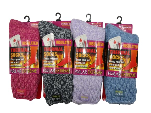 Polar Extreme Thermal Extra Heavy Acrylic Winter Marled Knit Top Socks Matching 2-Pack Random