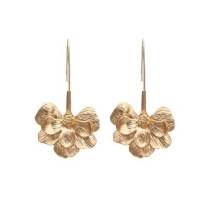 flower statement earrings for women, flower petal earrings for woemns, gold flower floral dangle earrings hypoallergenic, cute flower earrings studs, zinc, no gemstone