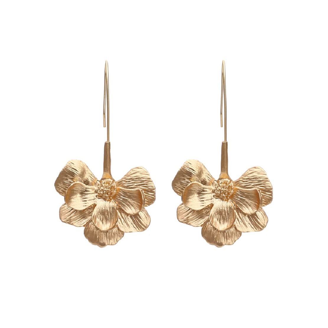 Flower Statement Earrings for Women, Flower Petal Earrings for Woemns, Gold Flower Floral Dangle Earrings Hypoallergenic, Cute Flower Earrings Studs, Zinc, No Gemstone