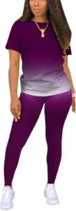 dvaemalligo women's casual outfits 2 piece sweatsuits and sweatpants workout sets plus size(purple,3xl)