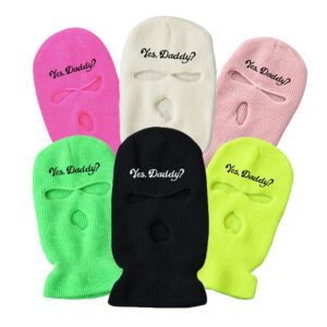 3 Hole Ski Mask Yes Daddy Full Face Balaclava Winter Warmer Outdoor Sports Thermal for Men Women Rose Red