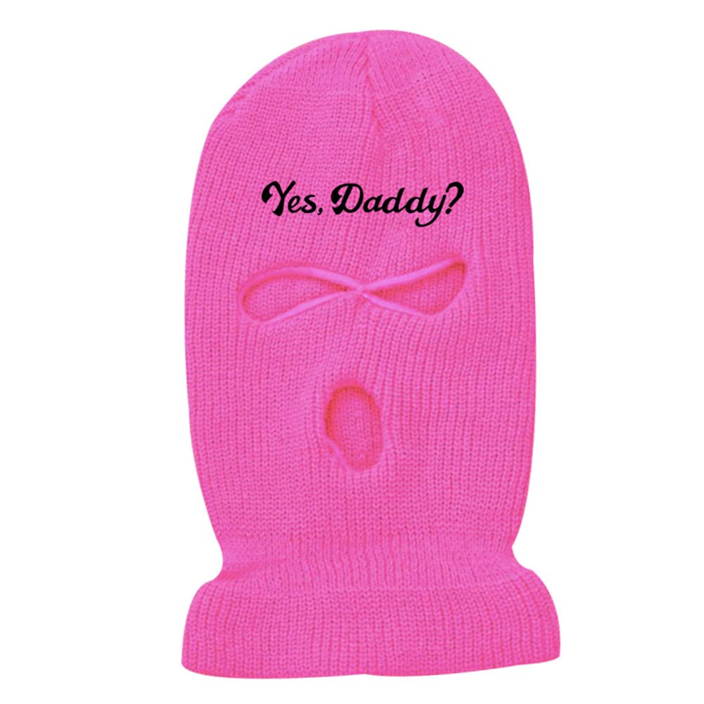 3 Hole Ski Mask Yes Daddy Full Face Balaclava Winter Warmer Outdoor Sports Thermal for Men Women Rose Red