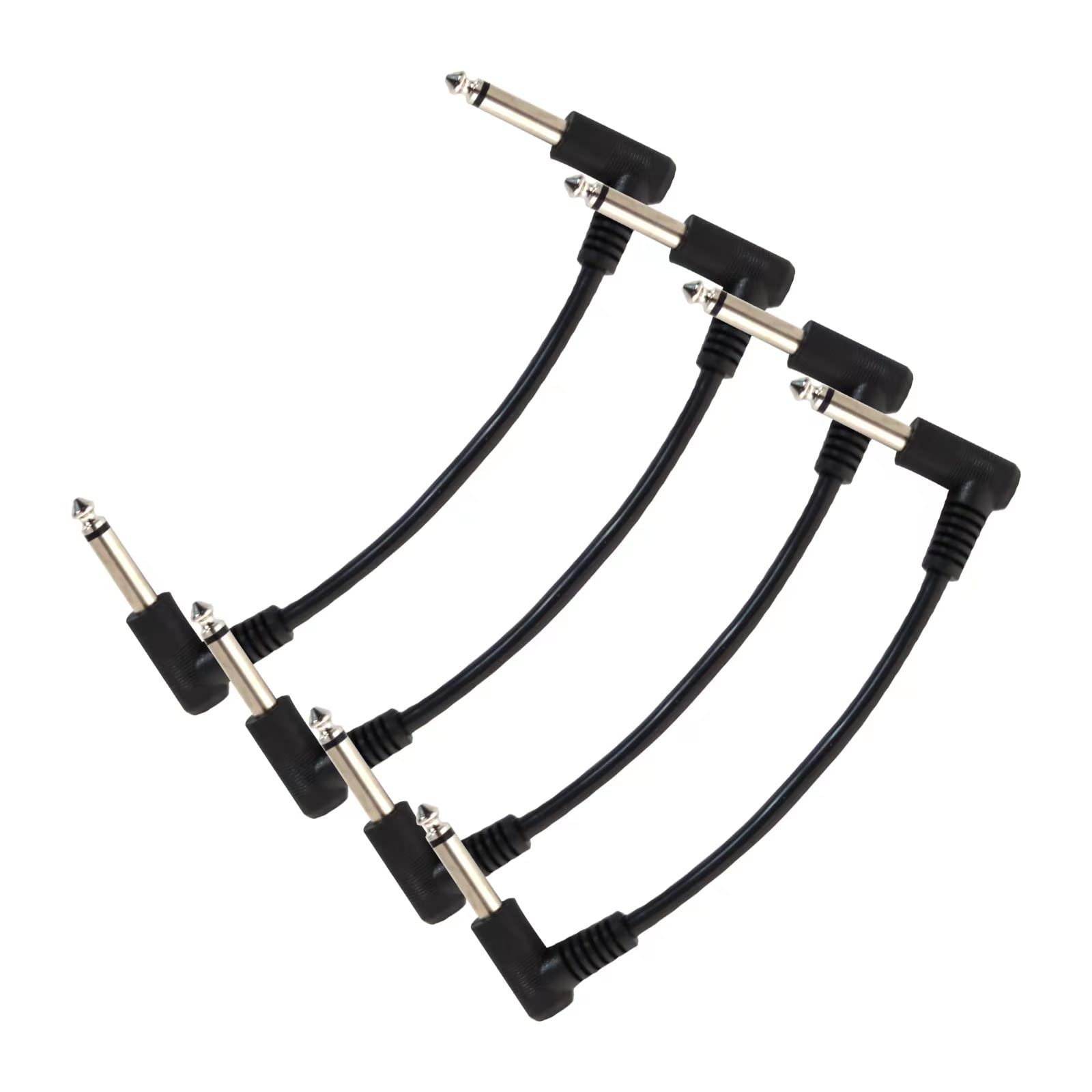 LYU 6 Inch Patch Cable for Guitar Effect Pedal Cables Black, Maximize Pedalboard Space（4pcs）