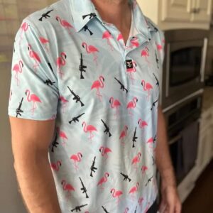 Armed Flamingo Golf Polo Shirt - 2XL