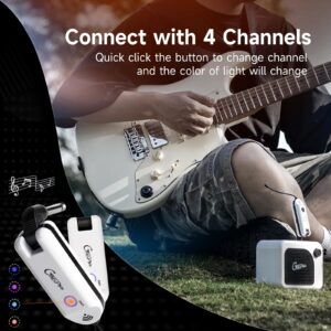 MOOER GWU4 UHF Wireless System Transmiter Reciever, 4 Channels Rechargeble for Electric Guitar Instrument, Bass Guitar, Guitar Amp(White)