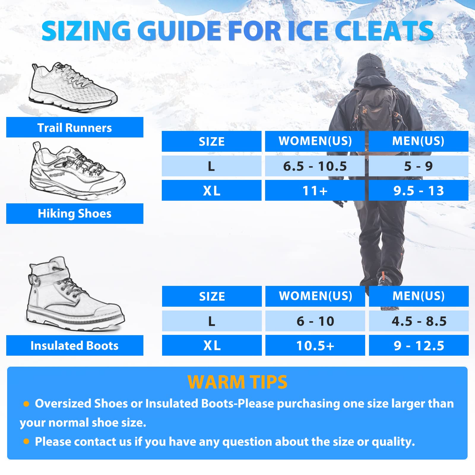 Sfee Crampons Ice Cleats, V3 Tungsten Ice Cleats for Shoes and Boots Crampons for Hiking Boots Ice Cleats for Women Men Kids Traction Cleats for Walking on Snow Ice Grips for Fishing, Walking, Running