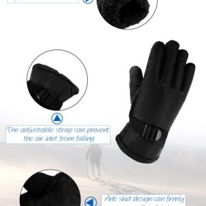 12 Pairs Kids Ski Gloves Winter Gloves Snow Gloves for Kids Waterproof Gloves Kids Warm Children Gloves Bulk (Black, 8-12 Years)