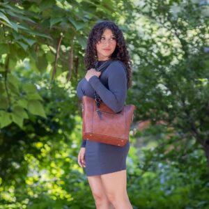 Lady Conceal Locking Concealed Carry of Handgun Grace Tote with Gun Holster (Mahogany)