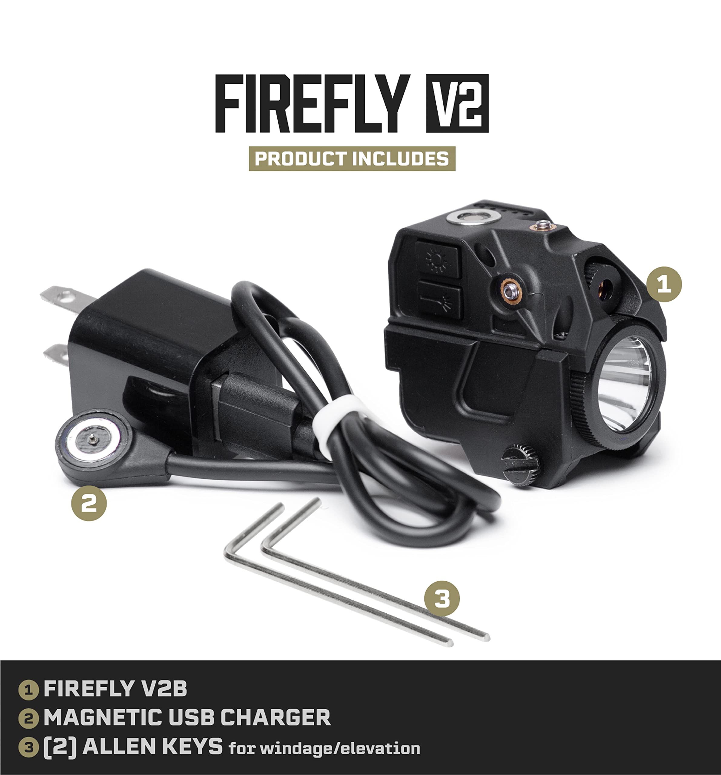 Firefly V2 Flashlight Laser Sight | Strobe Function | Combat Veteran Owned Company | Pistols | Rifles | 220 Lumens | Magnetic Charging | Laser Flashlight Combo for Handgun Pistol Hand Gun | Gun Light