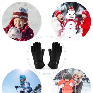 12 Pairs Kids Ski Gloves Winter Gloves Snow Gloves for Kids Waterproof Gloves Kids Warm Children Gloves Bulk (Black, 8-12 Years)