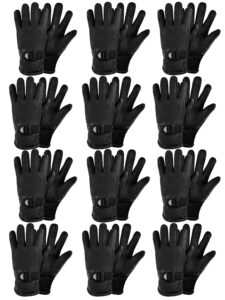 12 pairs kids ski gloves winter gloves snow gloves for kids waterproof gloves kids warm children gloves bulk (black, 8-12 years)