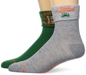 hanes stranger things pack, unisex ankle socks with fold-over cuffs, hawkins high green/white/grey assorted, women's shoe sizes 4-9 and men's shoe sizes 5-8.5