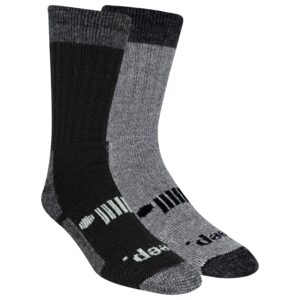 jeep men's performance wool hiking crew socks-2 pair pack-heavyweight cushioned comfort, black, 8-12