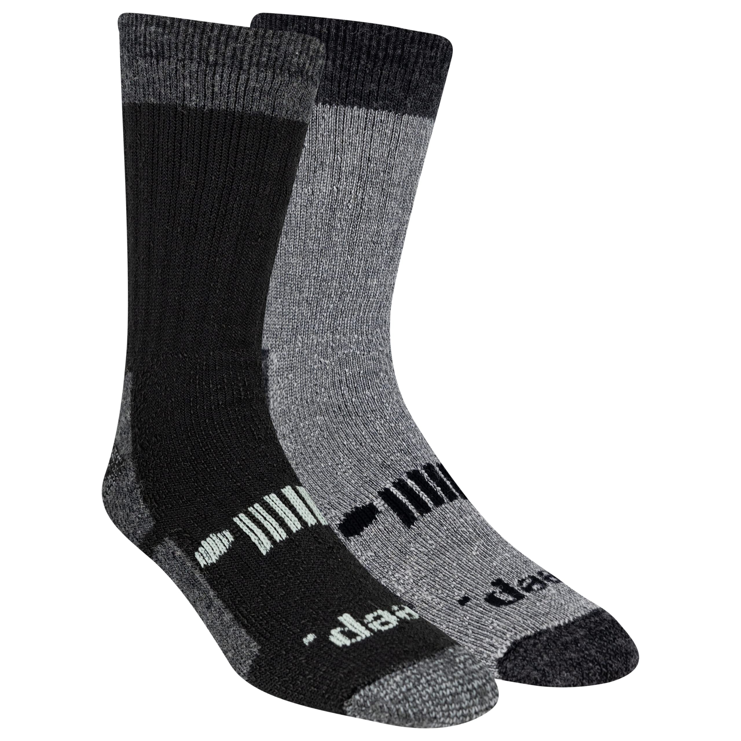 Jeep Men's Performance Wool Hiking Crew Socks-2 Pair Pack-Heavyweight Cushioned Comfort, Black, 8-12