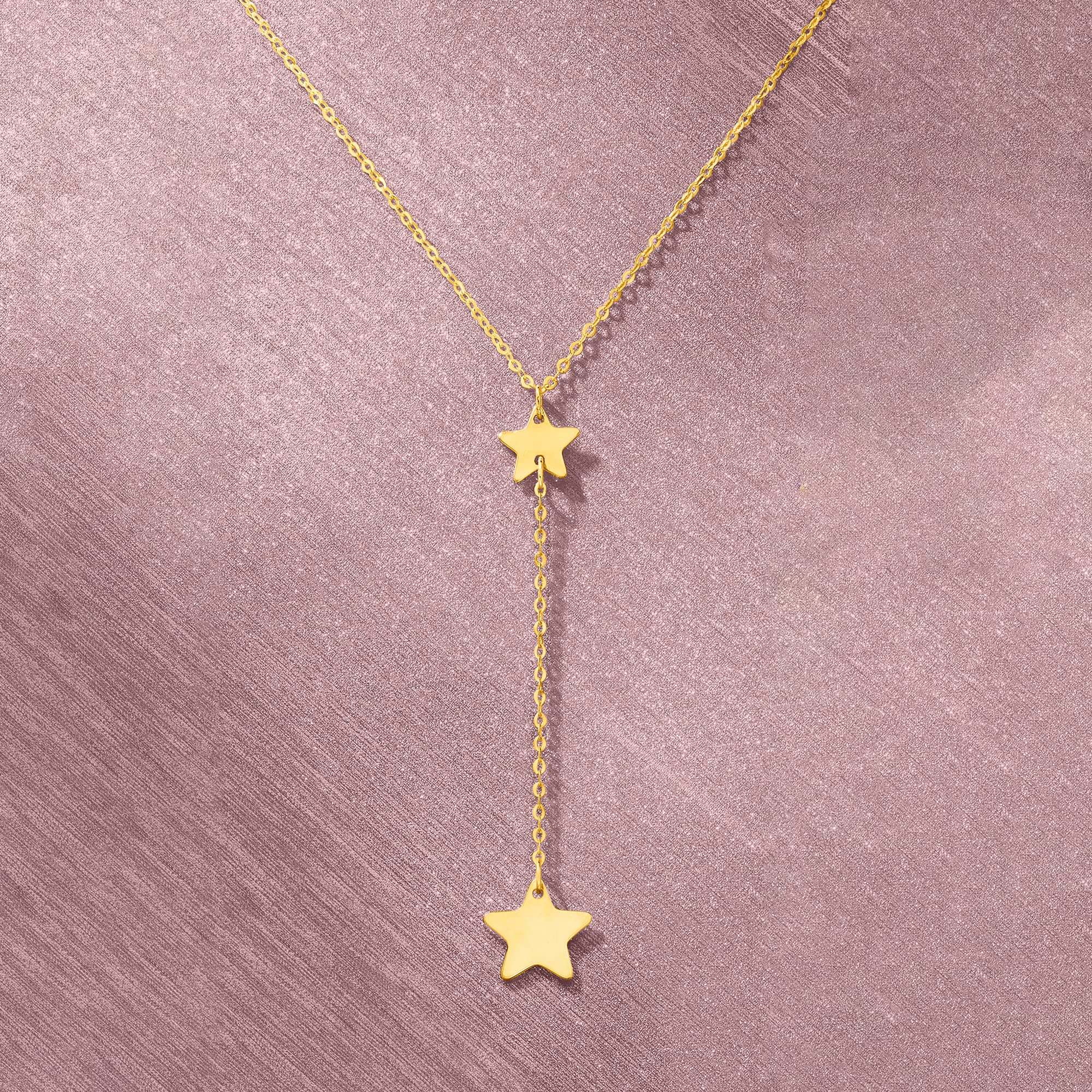 RS Pure by Ross-Simons Italian 14kt Yellow Gold Star Y-Necklace. 18 inches