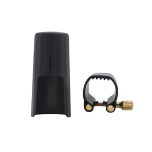 PU Leather Alto Saxophone Ligature Clip Fastener with Saxophone Mouthpiece Plastic Cap For Alto Sax Saxophone