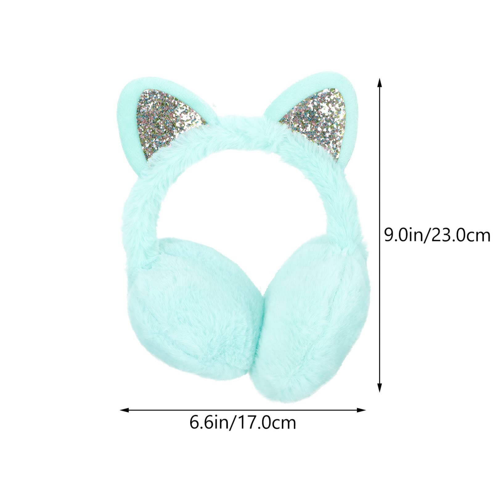 BESPORTBLE Plush Winter Earmuff Adorable Cat Ear Earmuff Furry Ear Warmer for Girls and Women for Indoor Outdoor (Mint Green)