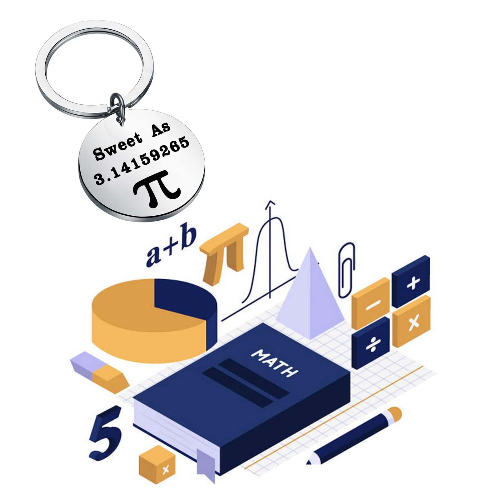 FEELMEM Mathematical Pi Symbol Jewelry Sweet As 3.1415 Keychain Pi Day Math Lover Gift Back to School Gift Math Teacher Gift (Sweet As-ky)